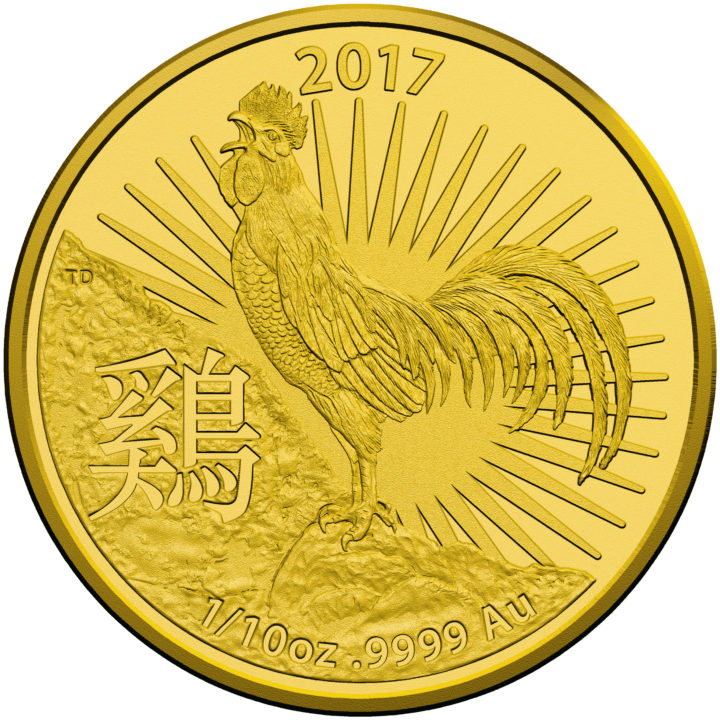 2017 1/20 oz Lunar Series Year of the Rooster Gold Coin - Bullion Mart