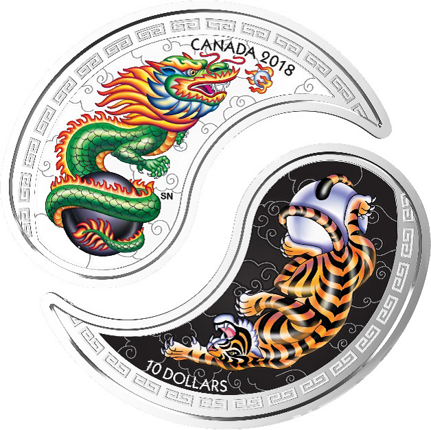 2018 $10 FINE SILVER COINS BLACK AND WHITE YIN AND YANG: TIGER AND ...