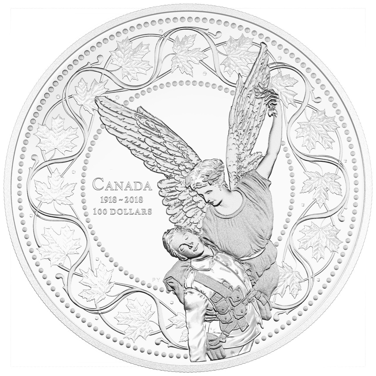 2018 $100 FINE SILVER COIN - THE ANGEL OF VICTORY 100TH ANNIVERSARY OF ...