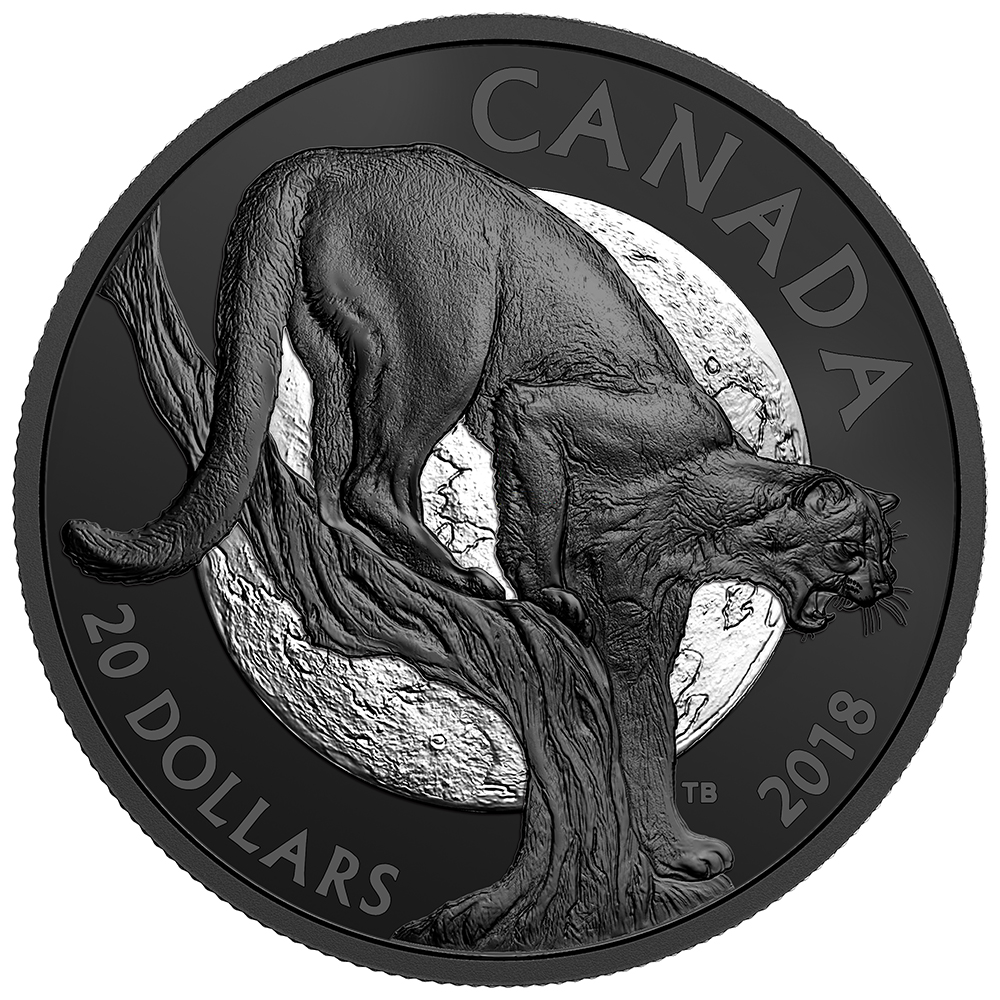 2018 $20 Fine Silver Coin - Nocturnal By Nature: Cunning Cougar
