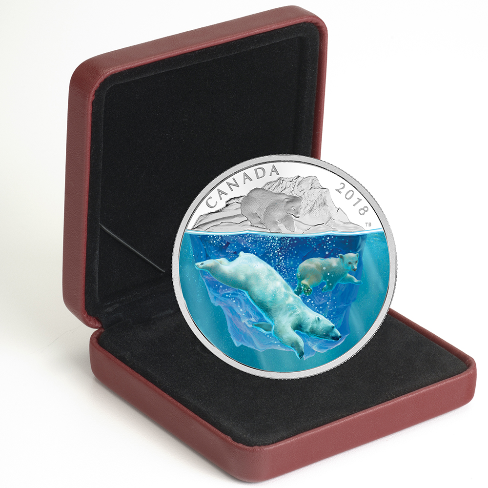 2018 $30 Fine Silver Coin Dimensional Nature: Polar Bears