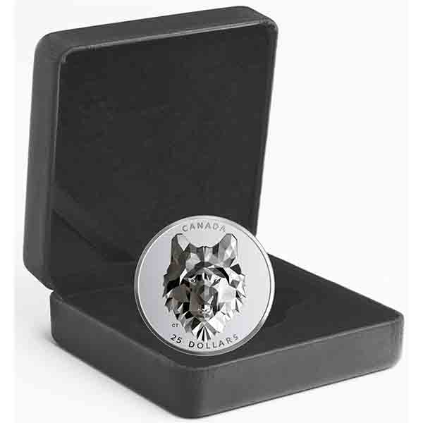 $25 FINE SILVER COIN MULTIFACETED ANIMAL HEAD: WOLF - 2019 - Bullion Mart