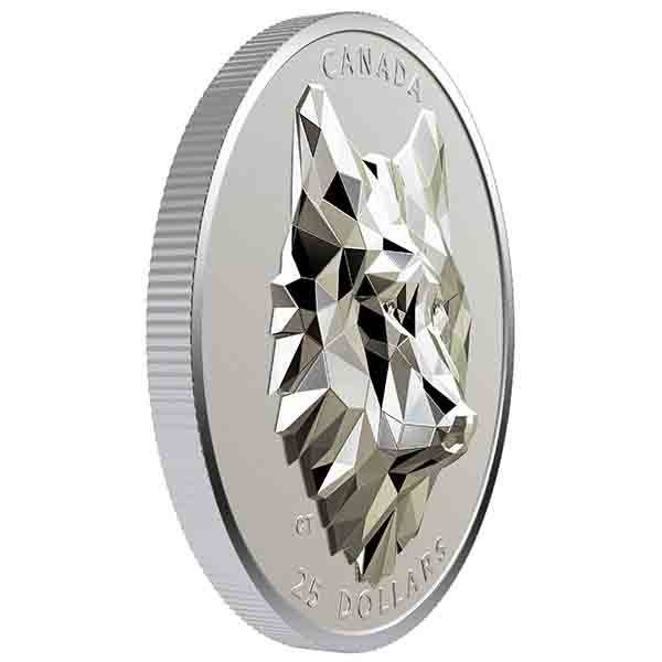 $25 FINE SILVER COIN MULTIFACETED ANIMAL HEAD: WOLF - 2019 - Bullion Mart