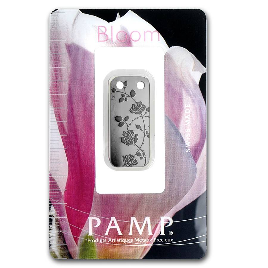 1/5 oz PAMP Suisse Rambling Rose Silver Pendant - Bullion Mart