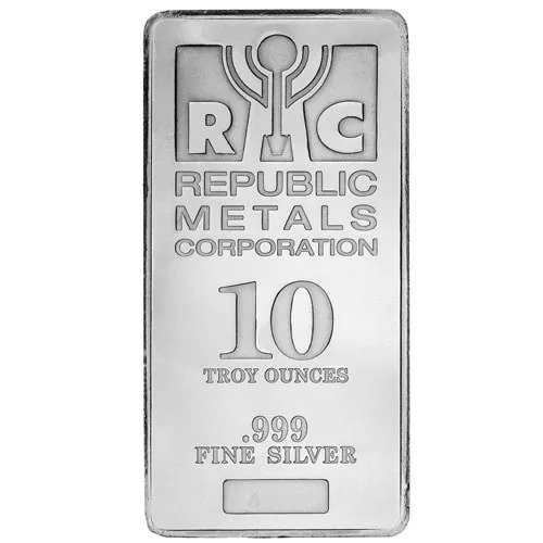 10 oz RMC Silver Bar - Republic Metals Corporation - Bullion Mart