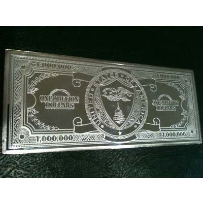 2003 One 1 Million Dollar Bill 4 oz .999 Silver Huge Bar - Bullion Mart