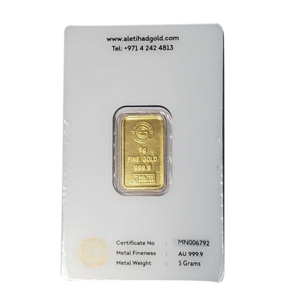 Al-Etihad 5 Gram Gold Bars Combo - All with Assays - Bullion Mart