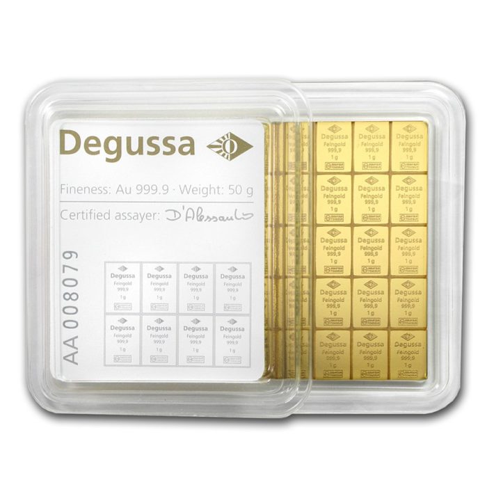 50 x 1 gram Gold CombiBar™ - Degussa (In Assay) - Bullion Mart