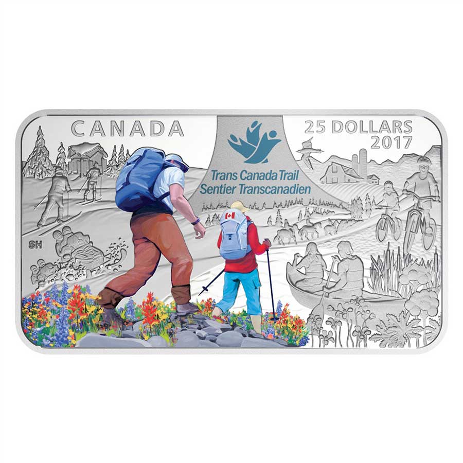 2017 $25 The Great Trail - 1.5 oz. Pure Silver Coloured Rectangular ...