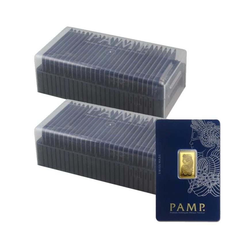5 gram Gold PAMP Suisse Lady Fortuna - 2 Boxes of 25 - Bullion Mart