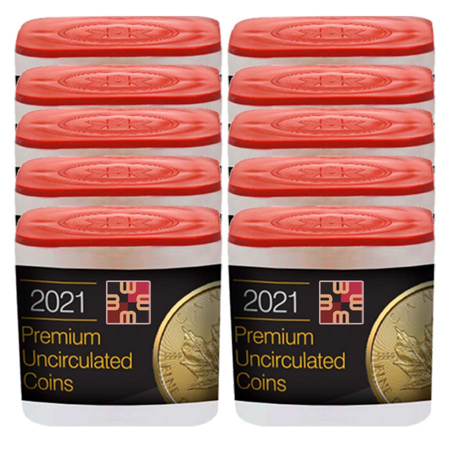2021 1 oz Gold Maple Leaf - 10 Tubes (100 Coins) - Bullion Mart