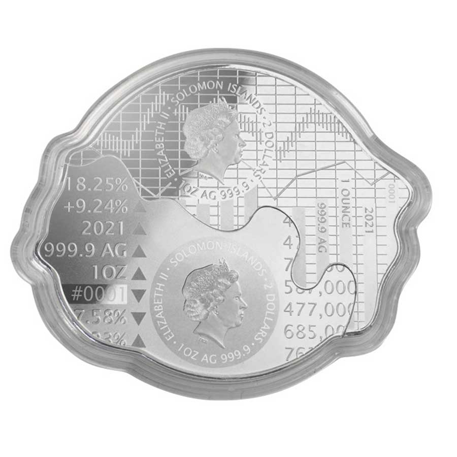 2021 2 x 1 oz Silver Bull vs Bear Solomon Islands Interlocking 2-Coin ...
