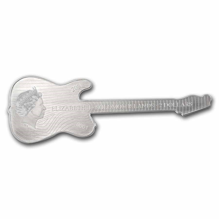 2021 Solomon Islands $2 1 oz Silver Fender® 75th Anniversary Telecaster ...