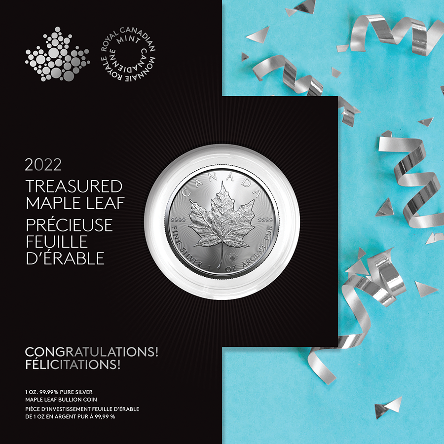 2022 $5 1 oz. 99.99% Pure Silver Coin - Treasured Silver Maple Leaf ...
