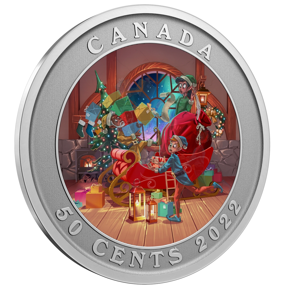 2022 50 CENT SANTA'S SLEIGH LENTICULAR COIN - Bullion Mart
