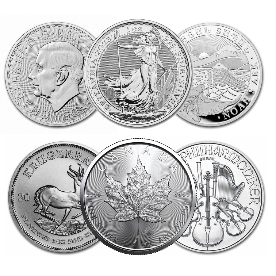 Combo of 1 oz Silver Coins - 6 Coins - Bullion Mart | Dubai | UAE
