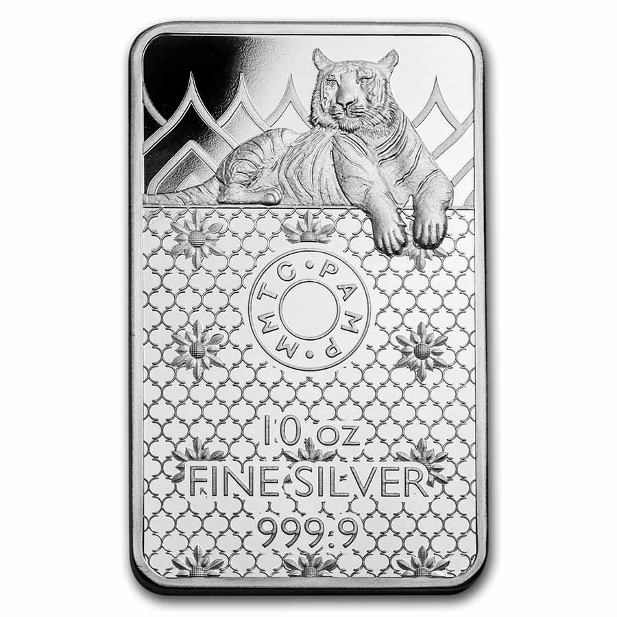 10 oz MMTC-PAMP Bengal Tiger Silver Bar (New) - Bullion Mart