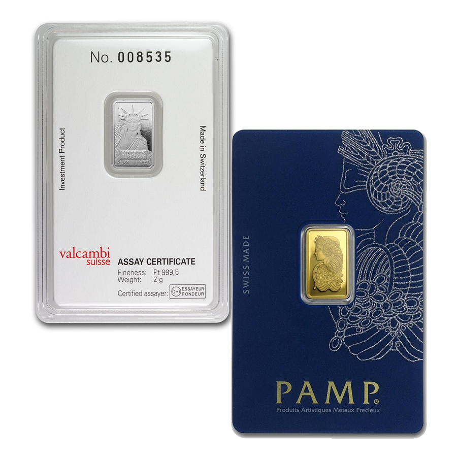 2.5 Gram PAMP Gold + 2 Gram Credit Suisse Platinum - Bullion Mart