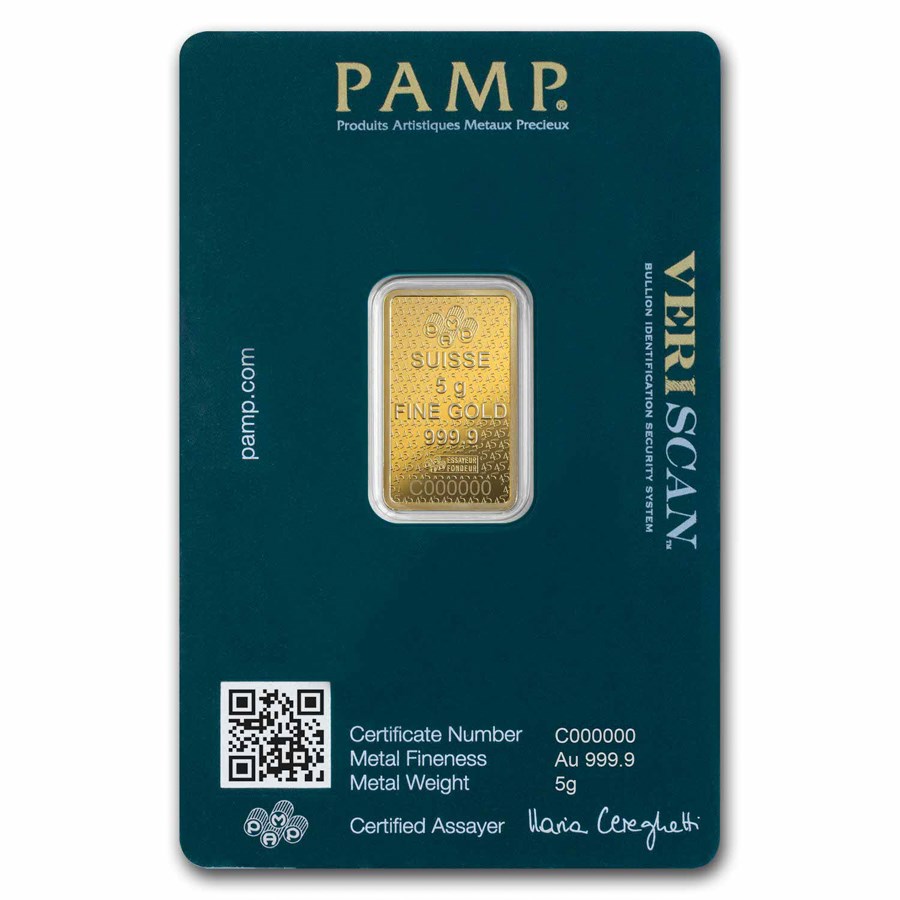 5 gram PAMP Lady Fortuna 45th Anniversary Gold Bar (In Assay) - Bullion ...