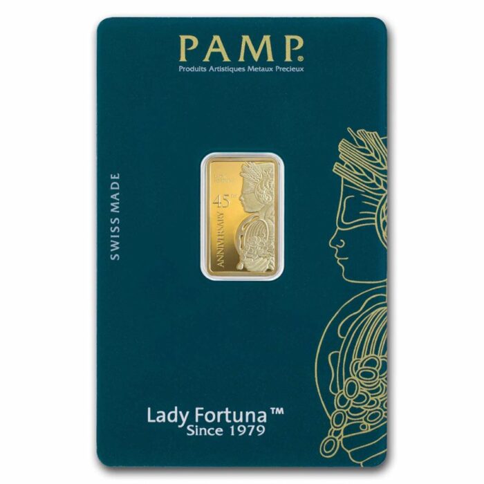 5 gram PAMP Lady Fortuna 45th Anniversary Gold Bar (In Assay) - Bullion ...