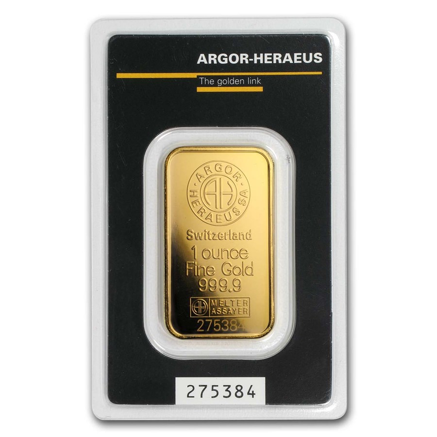 1 oz Gold Bar - Argor-Heraeus (w/Plain Back, In Assay) - Bullion Mart ...