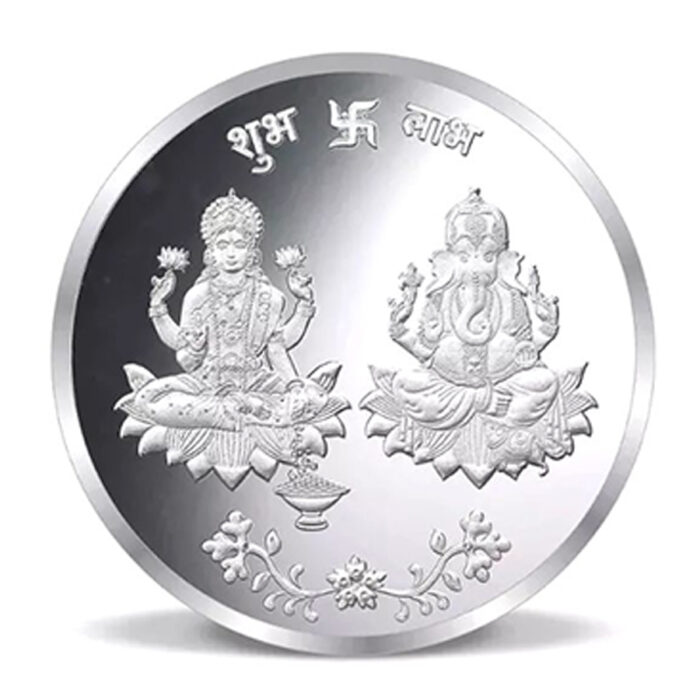 50 grams Lakshmi & Ganesh Ji Pure Silver Diwali Festival Coin - Bullion ...